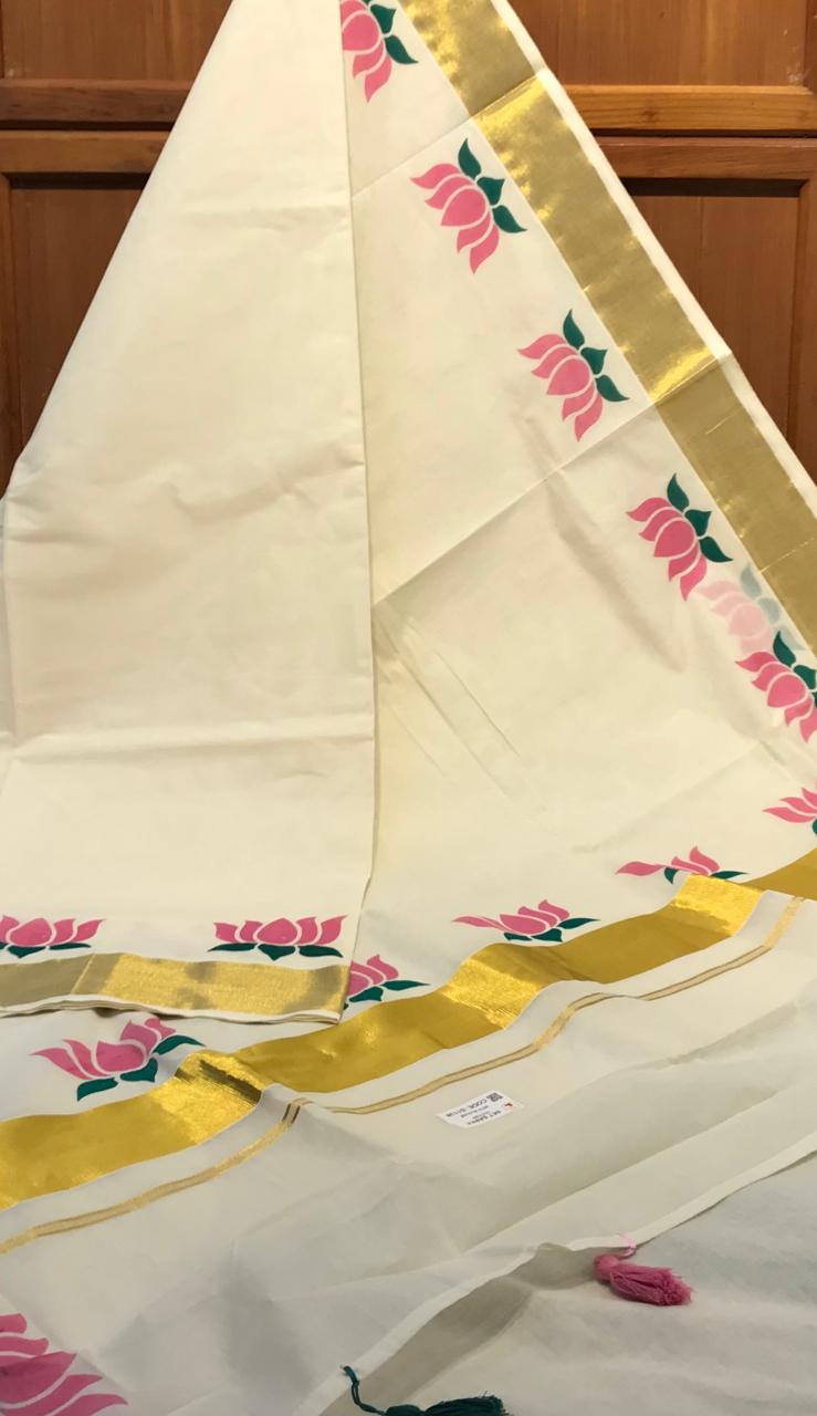 Kerala Printed Set Saree - Blooms Boutique