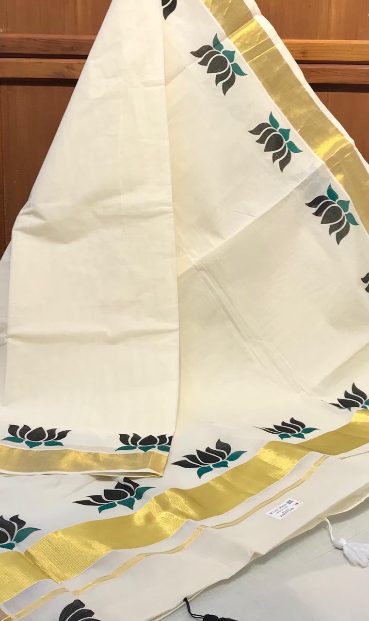 Kerala Printed Set Saree - Blooms Boutique