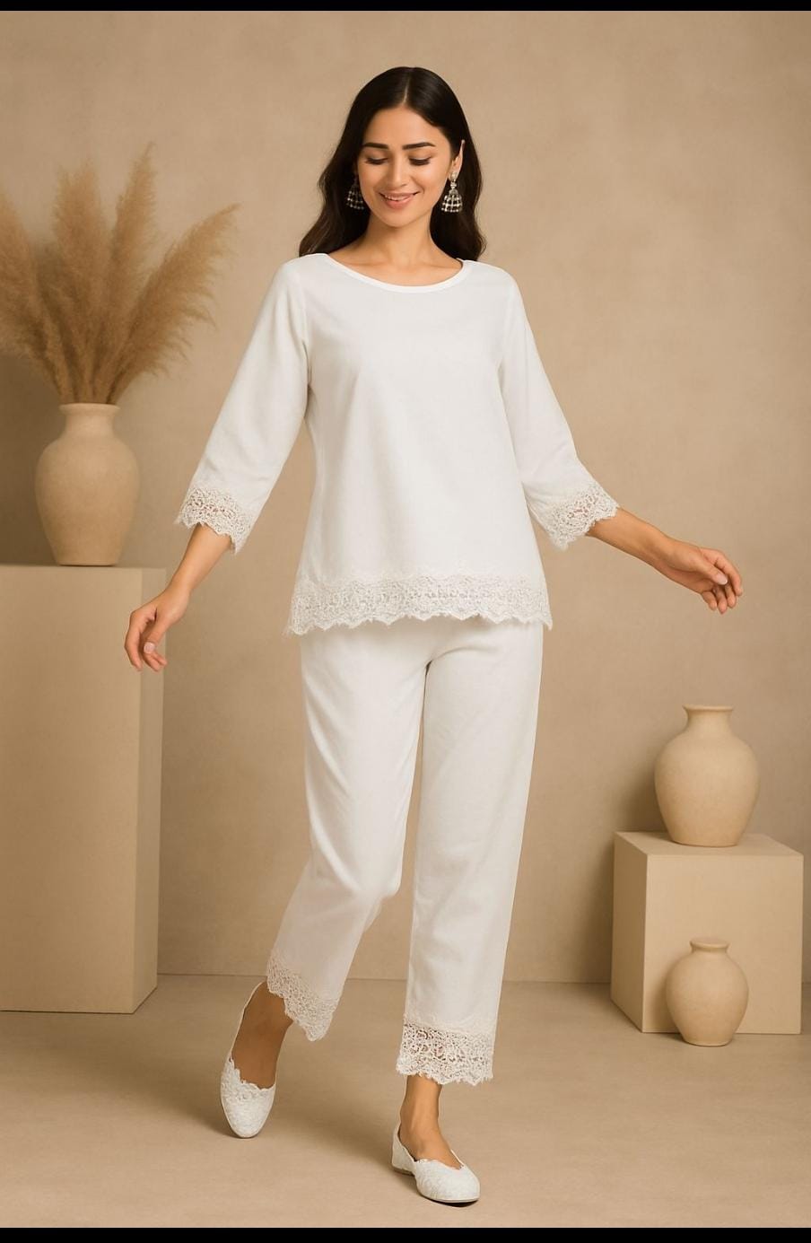 Elegant Lace Cotton Cordset - Blooms Boutique